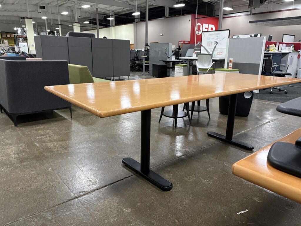 Used 36" x 96" Rectangular Table in Light Honey + Black - Office ...